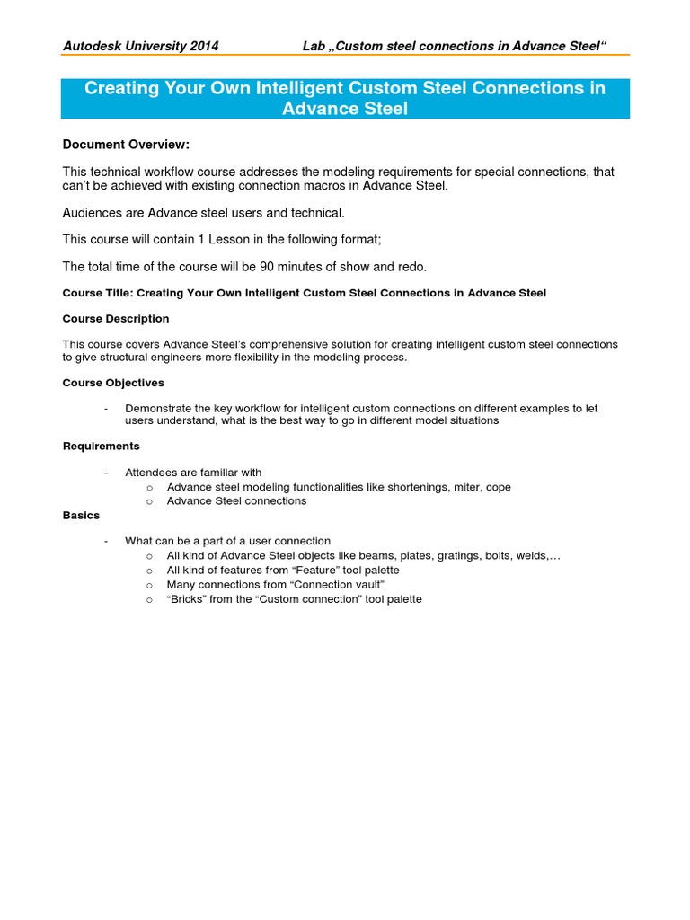 Custom Steel Connections in Advance Steel | PDF | Pipe (Fluid ...
