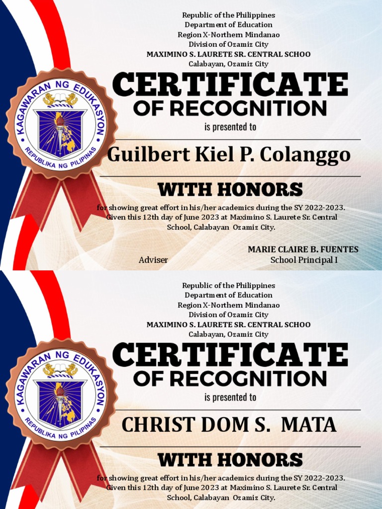 Certificates of Recognition | PDF