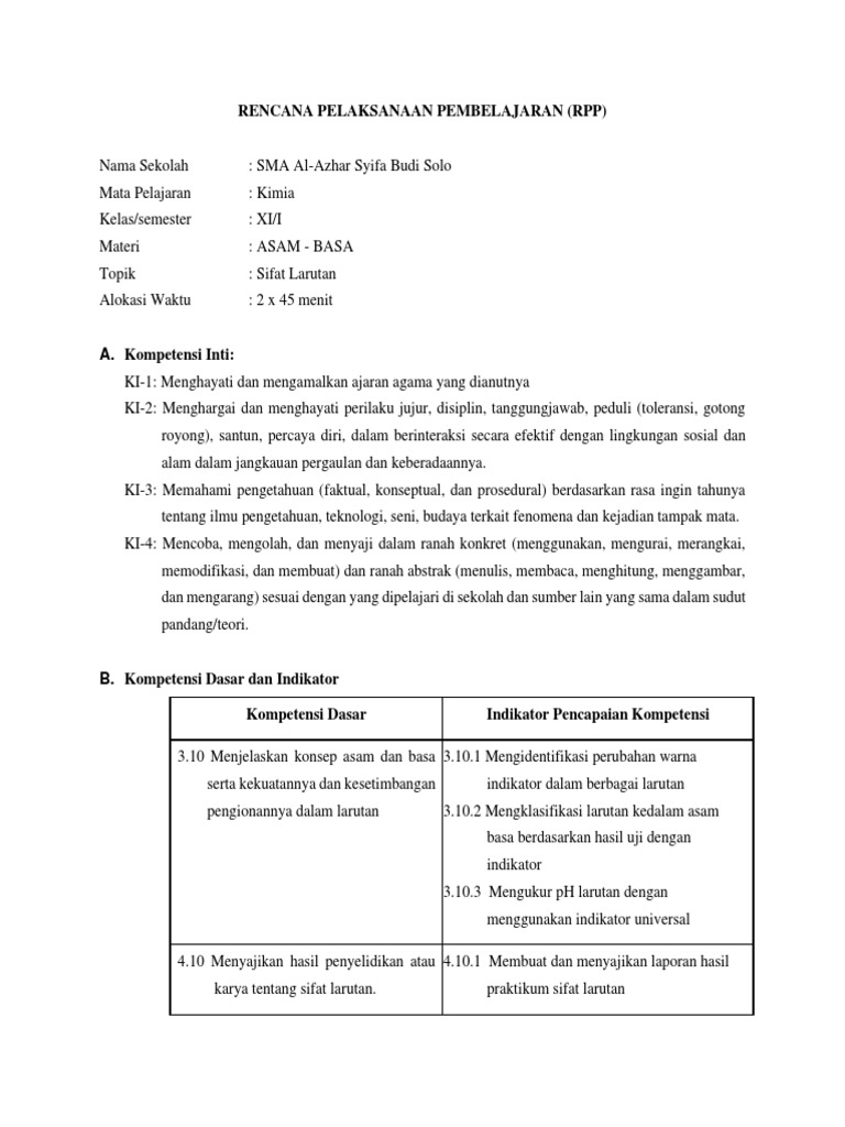 RPP Asam Basa | PDF | Karier & Perkembangan