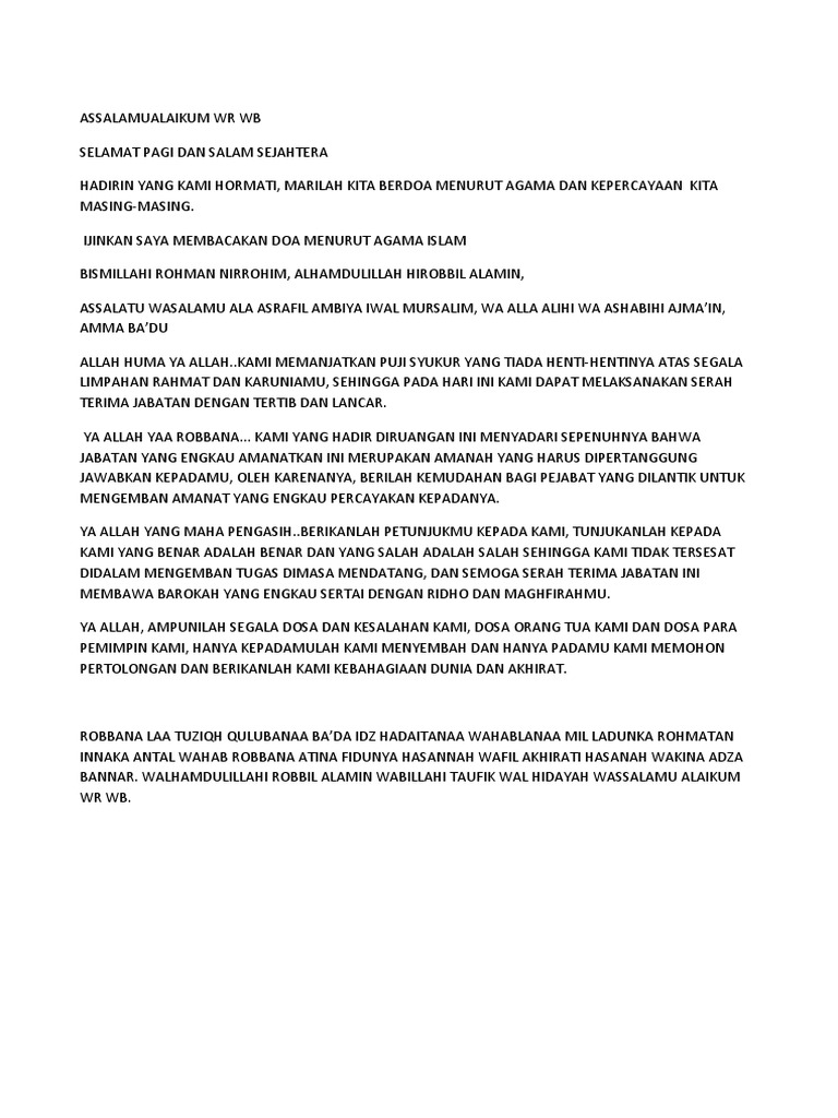 Doa Sertijab | PDF | Agama & Spiritualitas