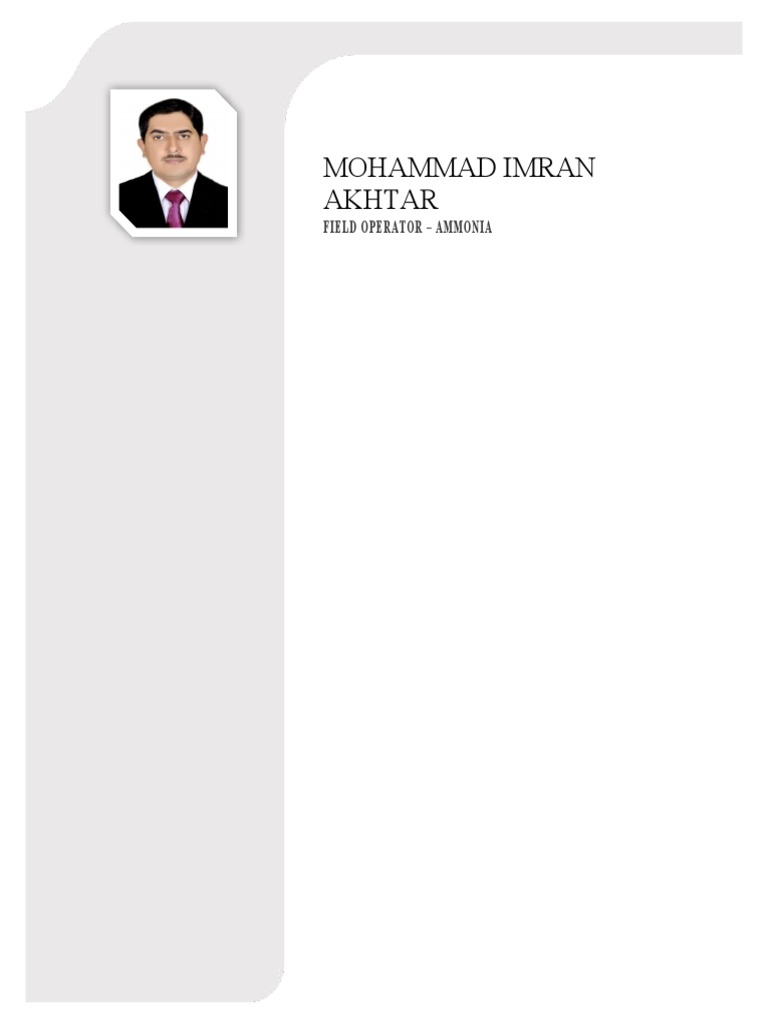 MOHAMMAD IMRAN AKHTAR - Ammonia Plant Operator (1) - 2 | PDF | Boiler ...