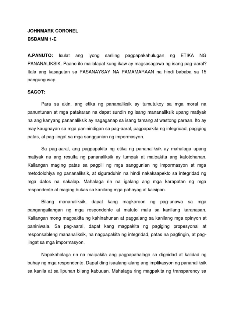 Johnmark Coronel - Fildis | PDF