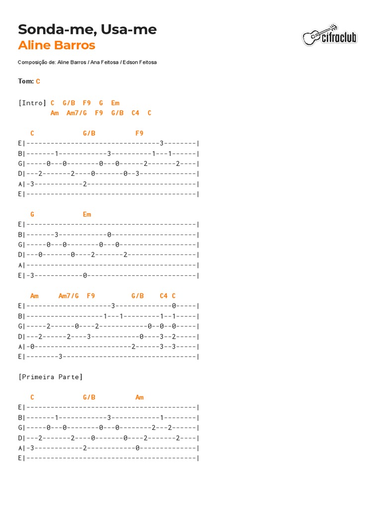Cifra Club - Aline Barros - Sonda-Me, Usa-Me | PDF