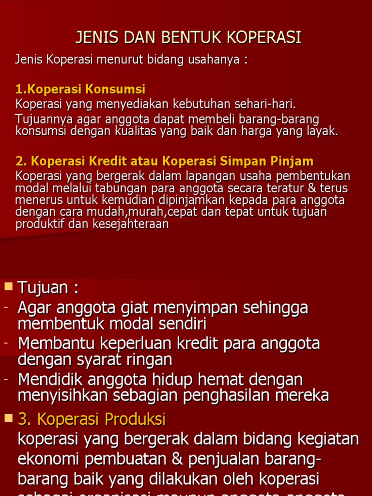 Jenis Dan Bentuk Koperasi (Kuliah II Dan Vi) | PDF