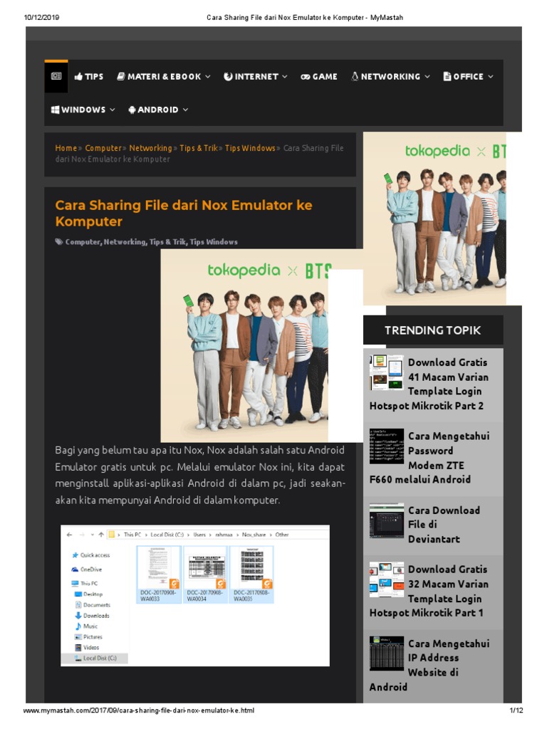 Cara Sharing File Dari Nox Emulator Ke Komputer - MyMastah | PDF