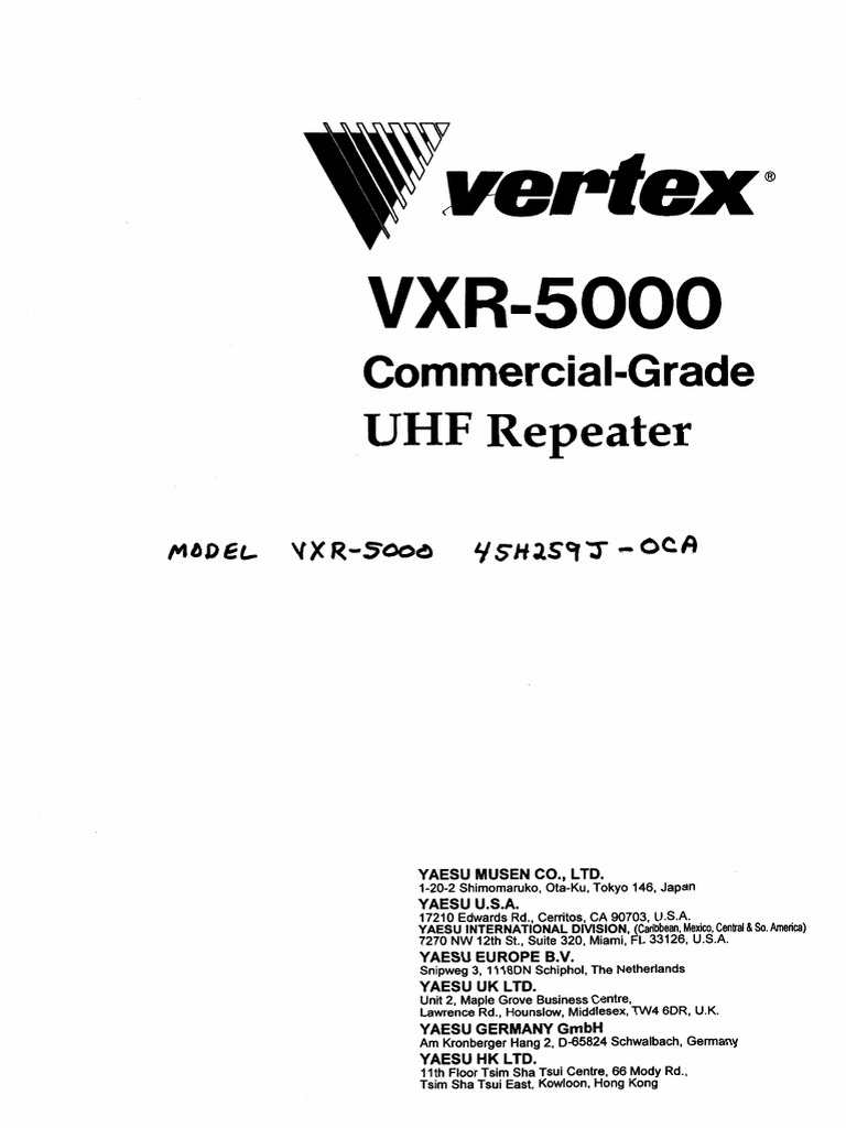 Yaesu Vertex VXR-5000 UHF Service Manual | PDF