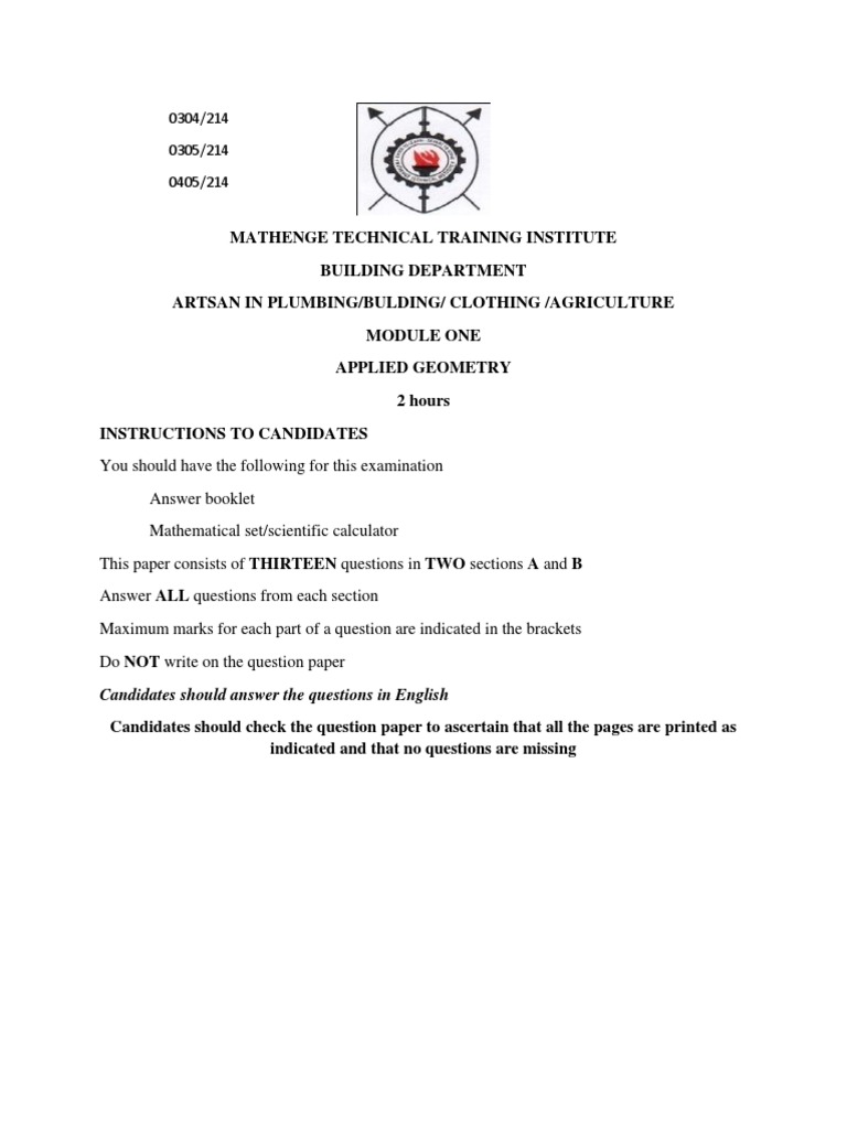 APPLIED GEOMETRY Exam | PDF | Circle | Triangle