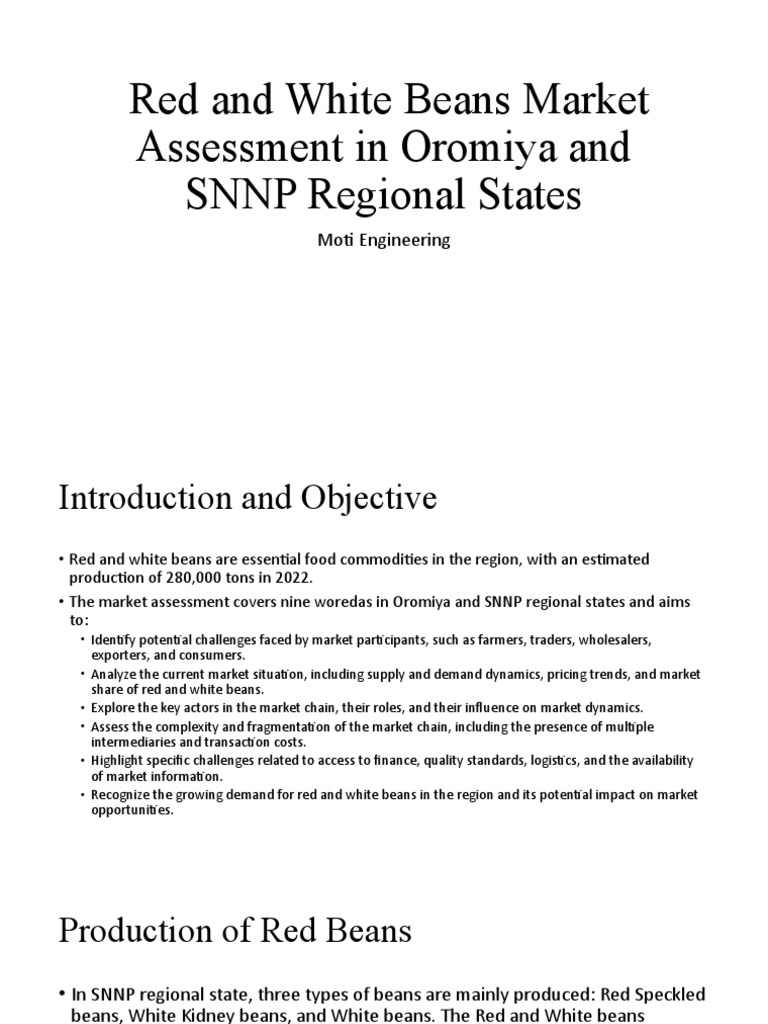 Red And White Beans Market Assessment In Oromiya And SNNP Regional