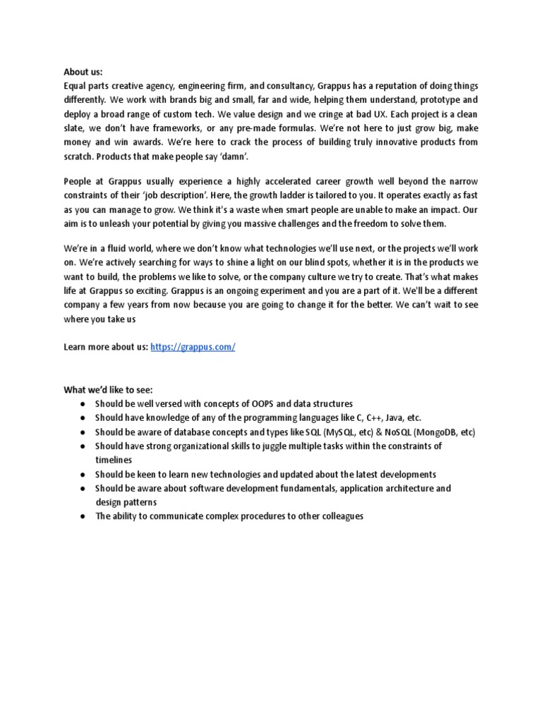 JD - Software Developer | Download Free PDF | Software Development ...