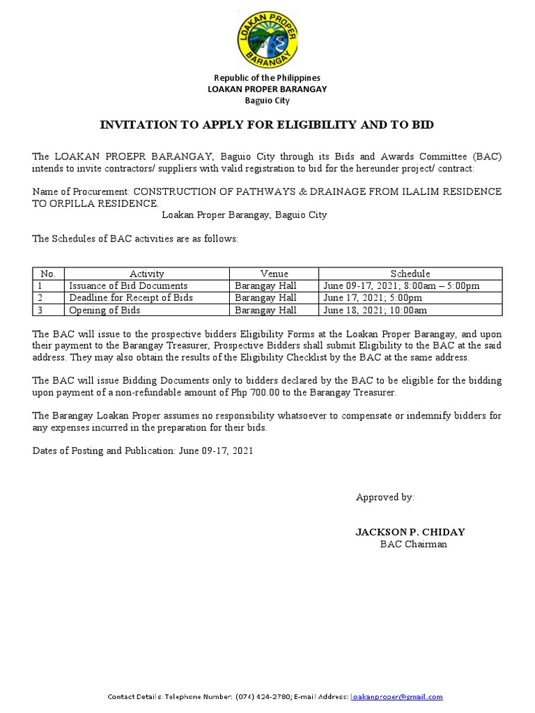 Invitation To Apply For Eligibility and To Bid | PDF