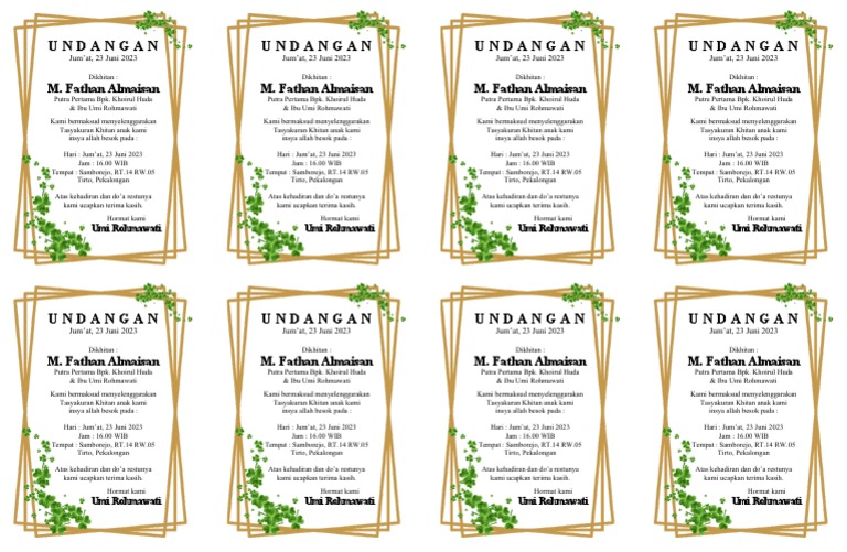 Tasyakuran Khitan M. Fathan 23/6 | PDF