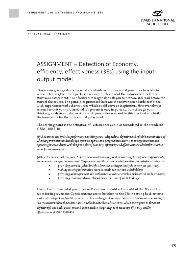 Assignment 1 - Background On 3E For Participants | PDF | Audit | Efficiency