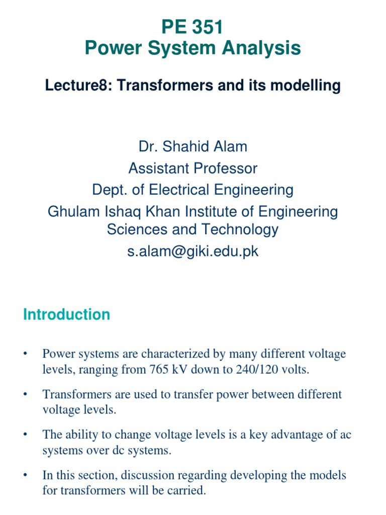 PE351 Lect8 2020 | PDF | Transformer | Inductance