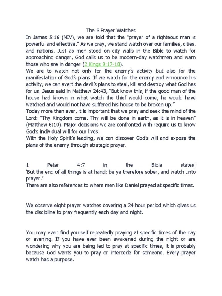 The 8 Prayer Watches | PDF | Jesus | Prayer