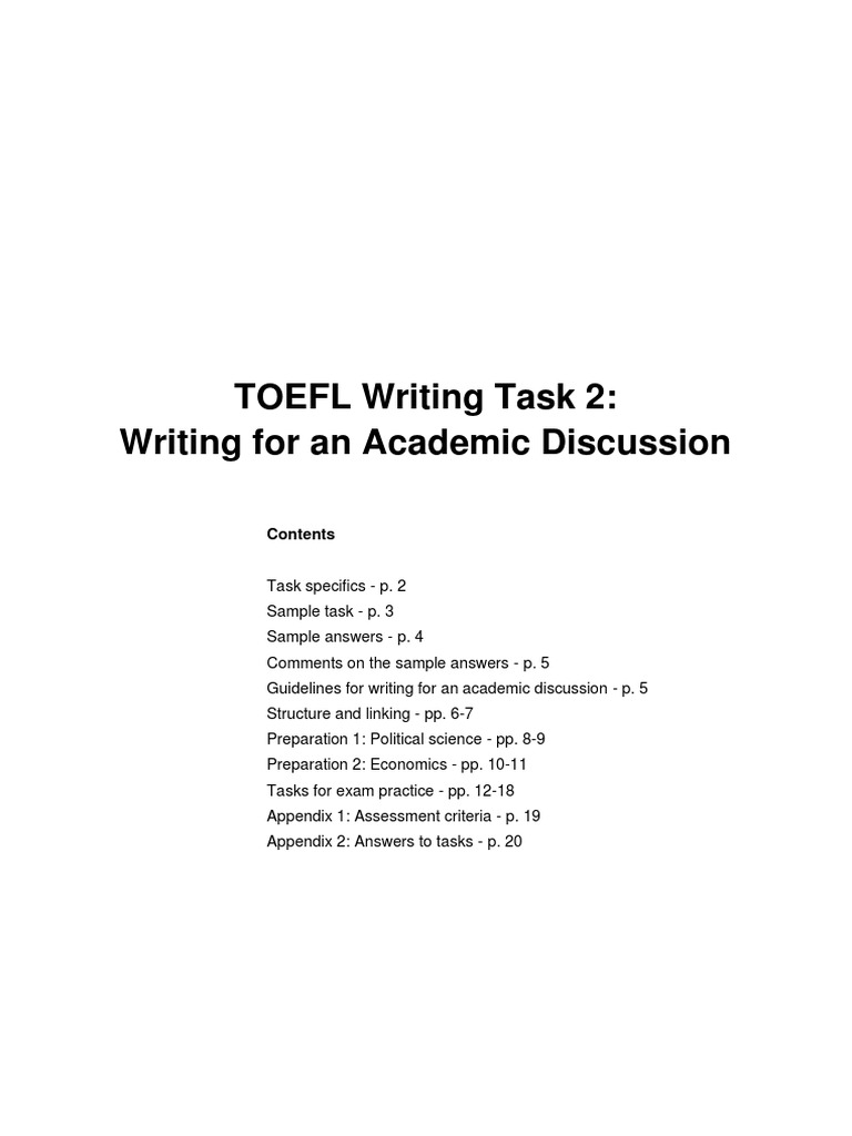 TOEFL IBT Writing For An Academic Discussion Without Answers | PDF ...
