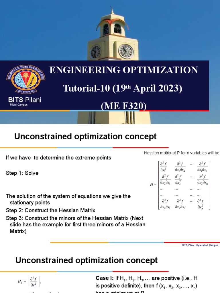 Engg Opti - Tutorial-10 | PDF | Mathematical Optimization | Mathematical Objects