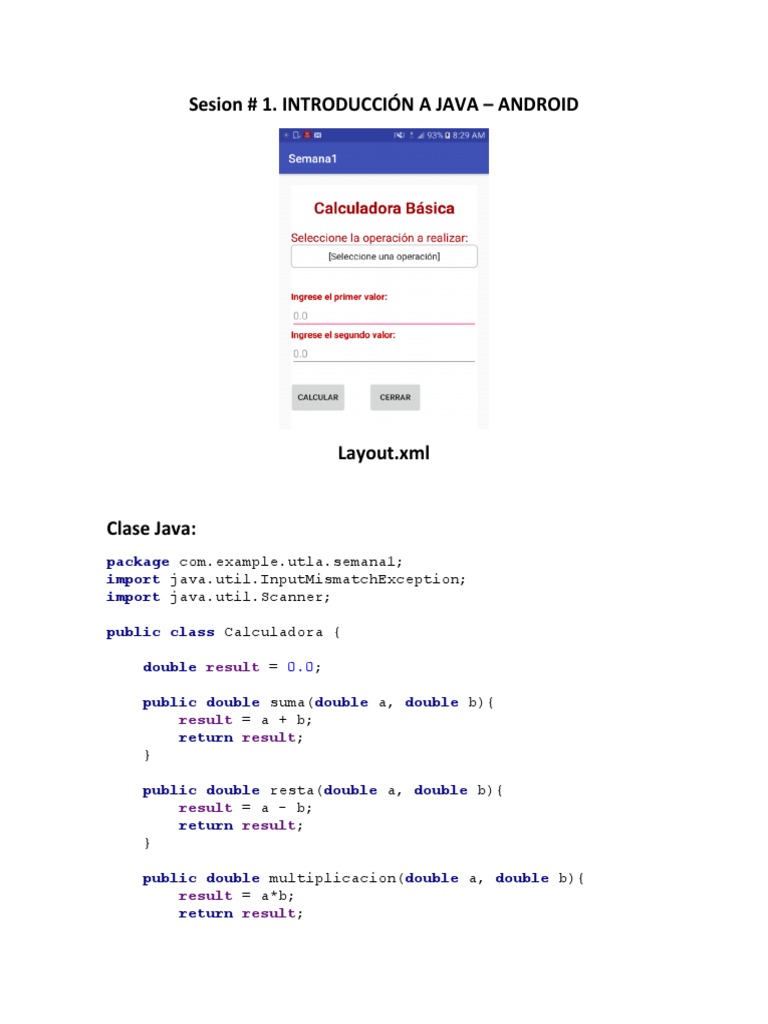 Sesion 1-Java Android | PDF | Java (lenguaje de programación) | Tecnologías de la información