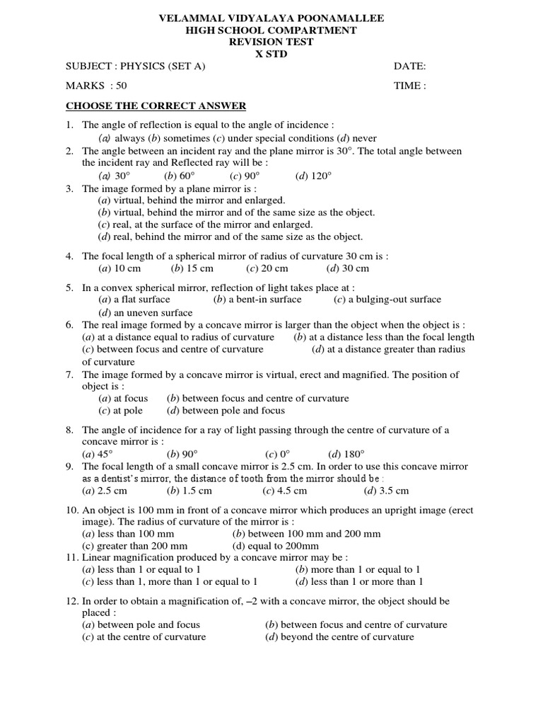 Revision QP Set A | PDF | Mirror | Glass Applications Revision QP Set A | PDF | Mirror | Glass Applications
