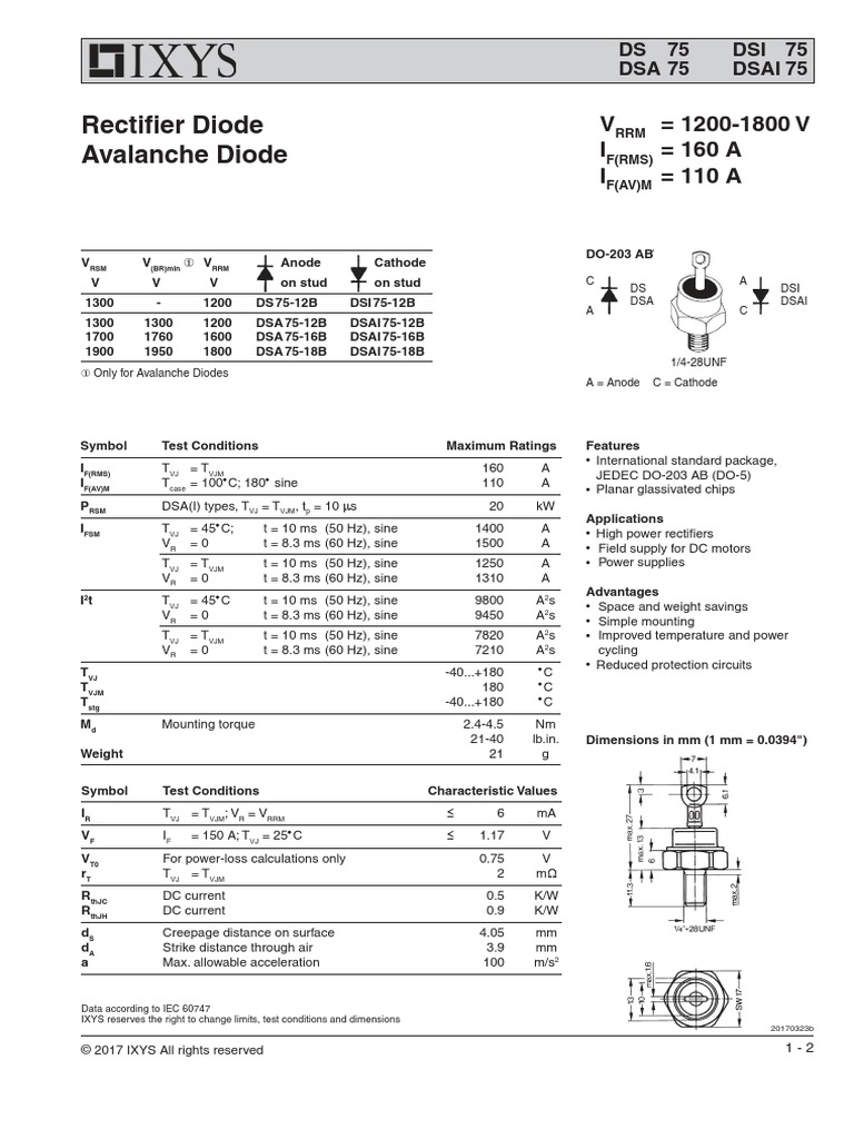 High Power Rectifier Diodes | PDF | Rectifier | Diode