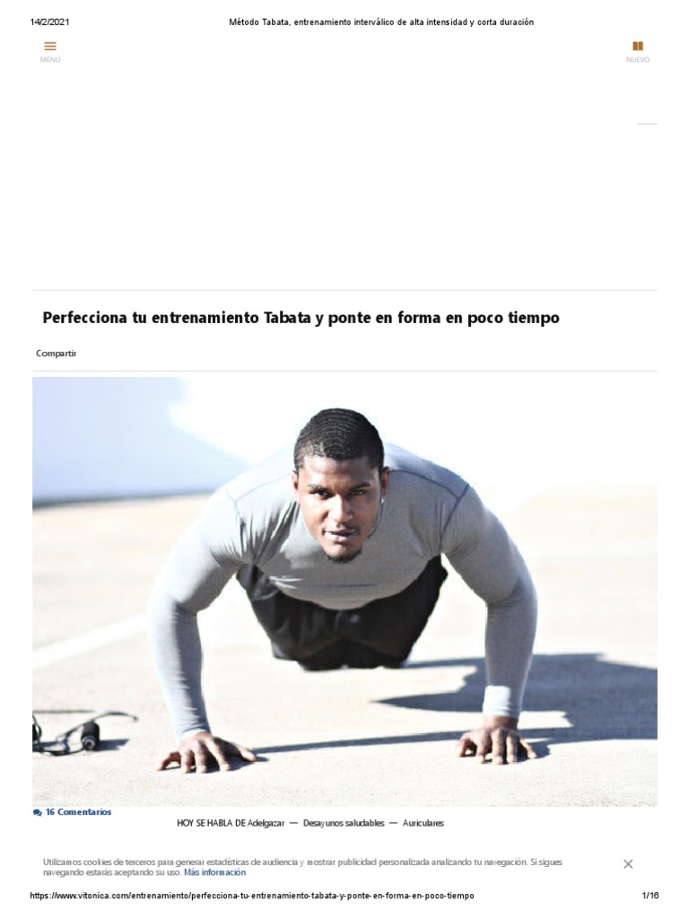 Método Tabata, Entrenamiento Interválico de Alta Intensidad y Corta Duración | PDF | Cookie HTTP