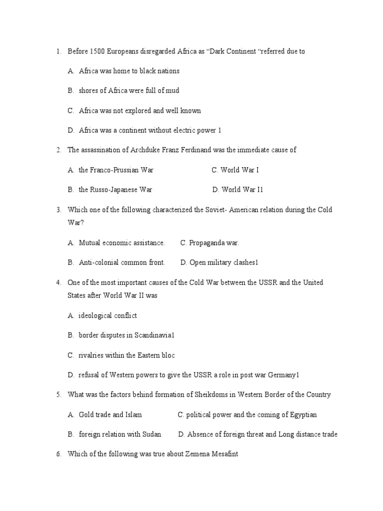 Final For Remed History Pdf Ethiopia Africa