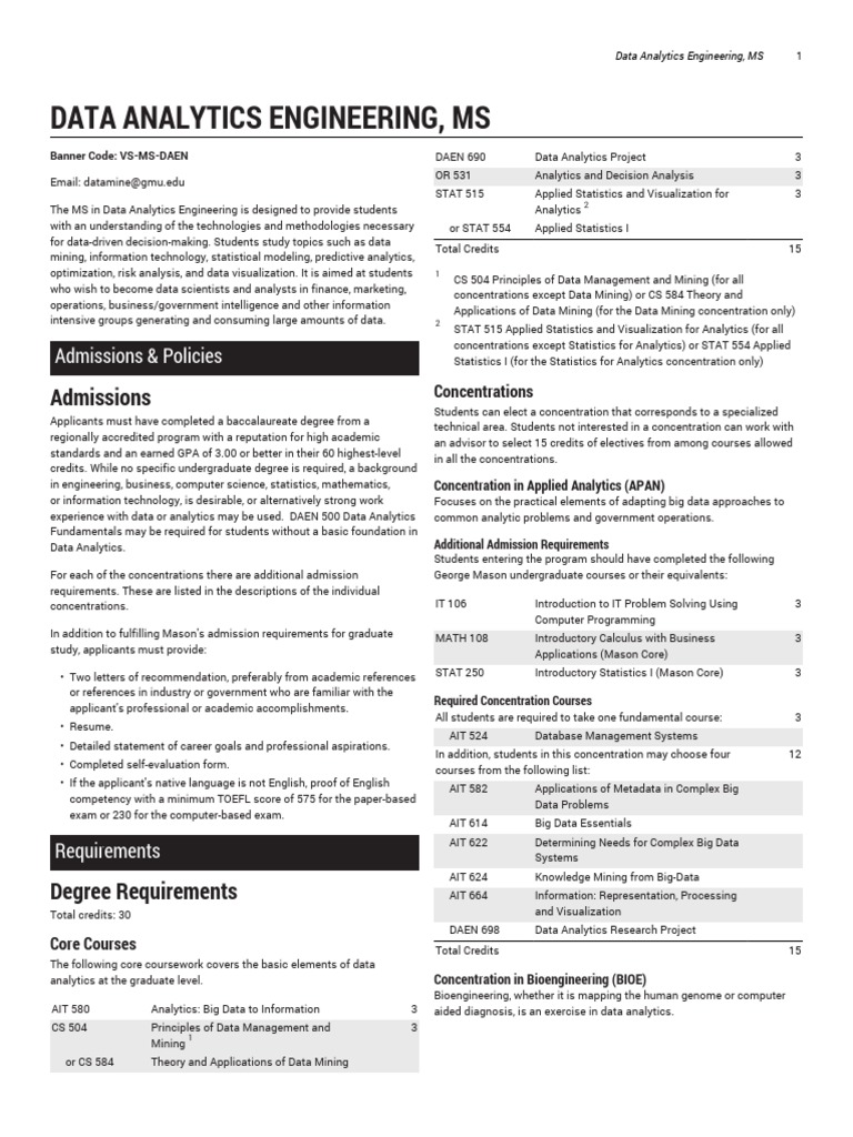 Data Analytics Engineering Ms | PDF | Analytics | Bachelor's Degree