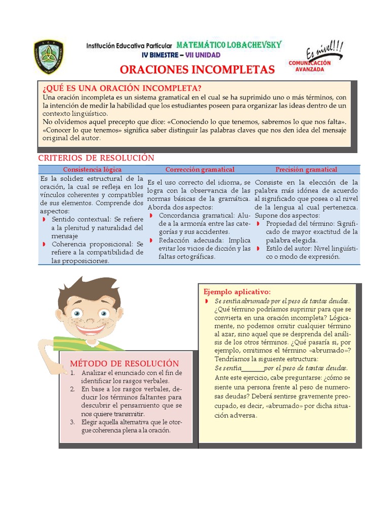 Oraciones Incompletas | PDF | Gramática | Proposición