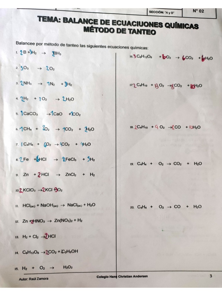 Balance de Ecuaciones Químicas | PDF