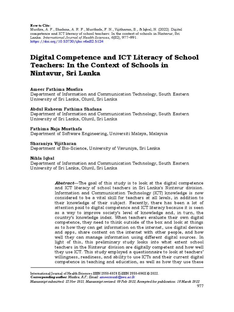 Digital Competence and ICT Literacy of S | PDF | Literacy | Educational ...