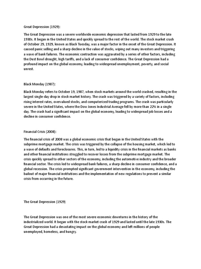 Assignment | PDF | Great Depression | Stock Market Crash