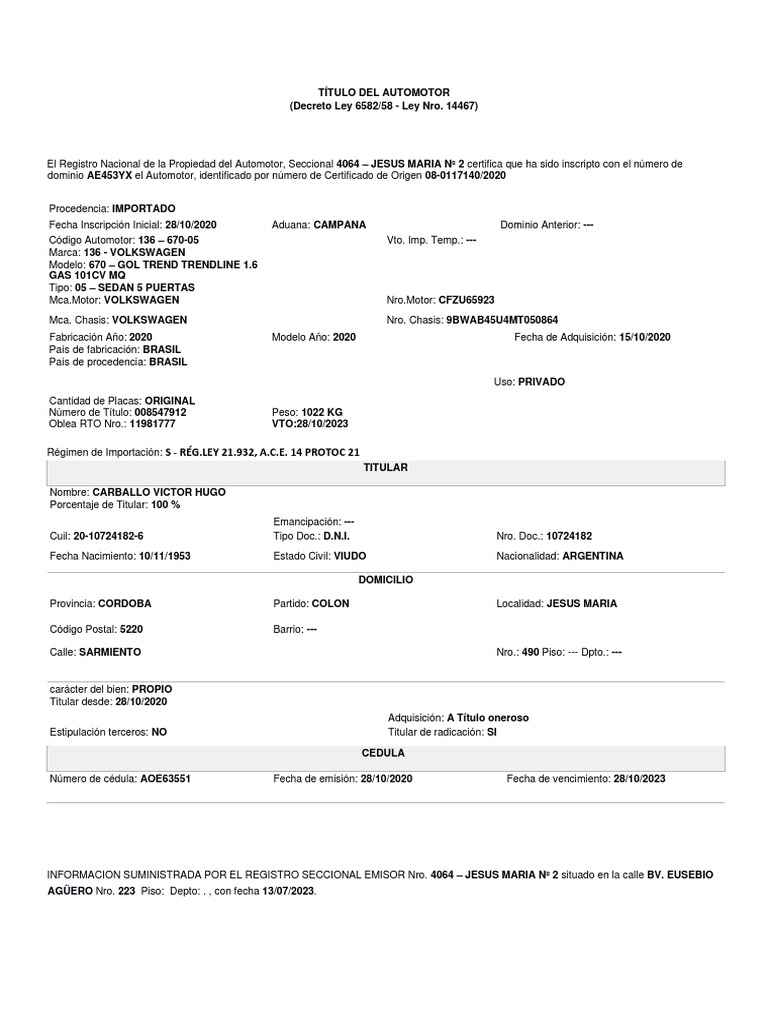 Titulo Digital Automotor | PDF