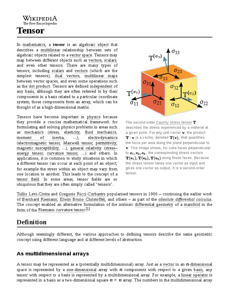 Tensor | PDF | Tensor | Euclidean Vector