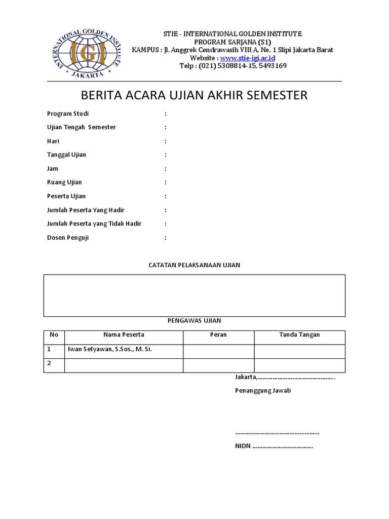 Berita Acara Uas | PDF