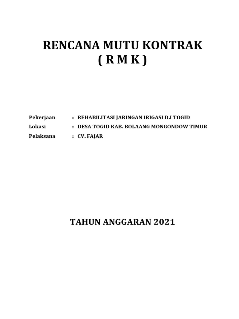 Rencana Mutu Kontrak | PDF