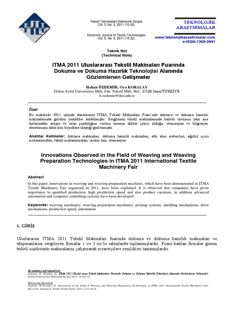Silo - Tips Itma 2011 Uluslararas Tekstil Makinalar Fuarnda Dokuma Ve Dokuma Hazrlk Teknolojisi ...