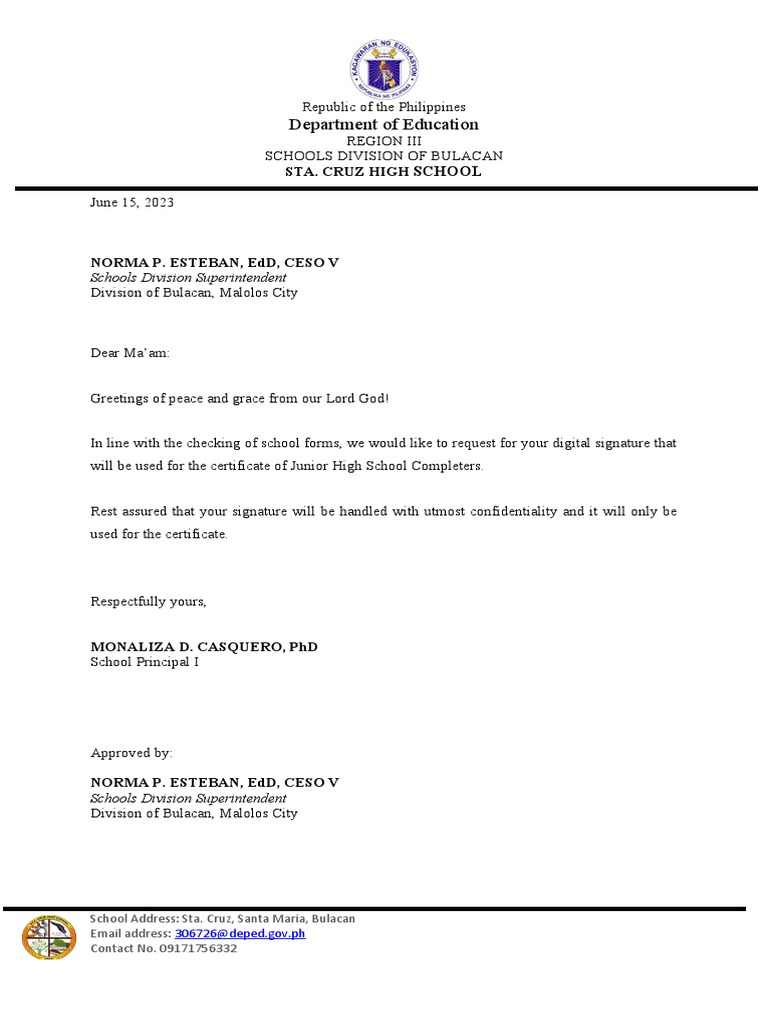 Request Letter For Digital Signature | PDF