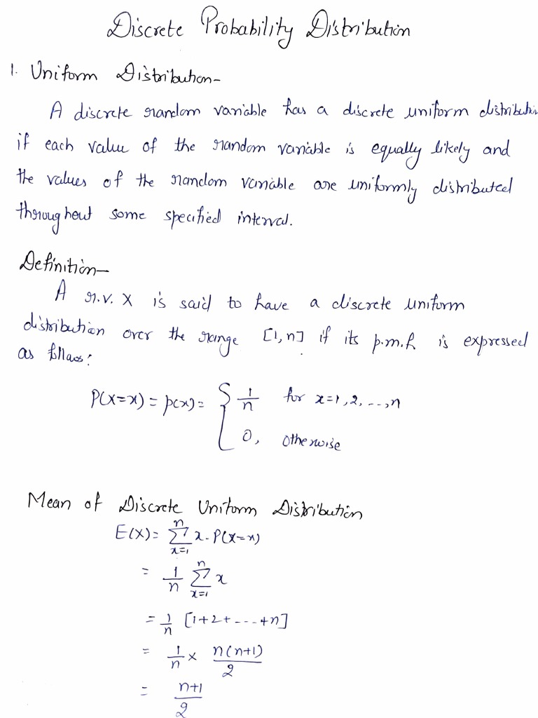 Discrete Distribution Formula