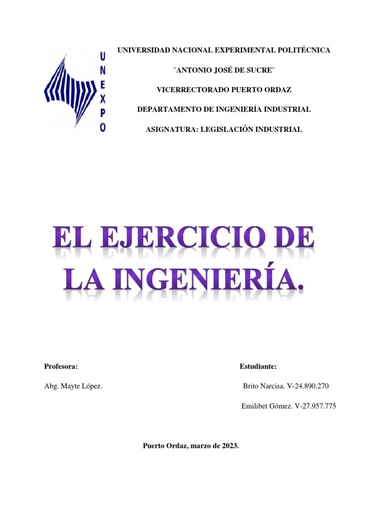 EL EJERCICIO DE LA INGENERIA - LEGISLACIÓN INDUSTRIAL | PDF | Ingeniería | Venezuela