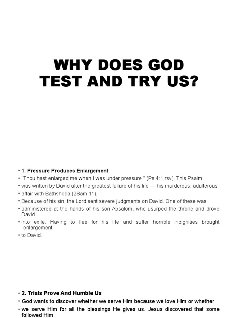 Understanding God's Tests and Trials | PDF | David | Serpents In The Bible