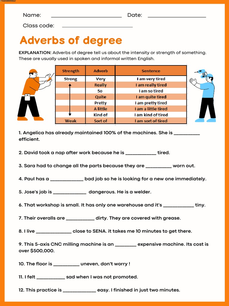 Adverbs of Degree Worksheet | PDF | Language Arts & Discipline