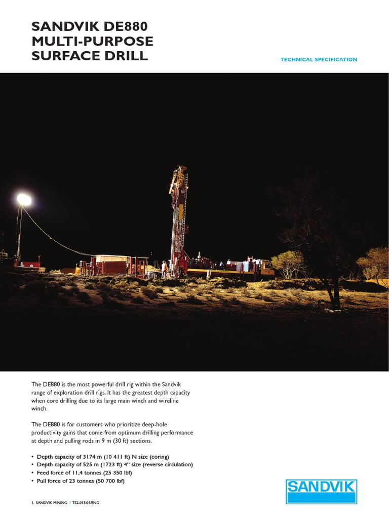 Sandvik DE880 Drill Rig Specifications | PDF | Mechanical Engineering ...