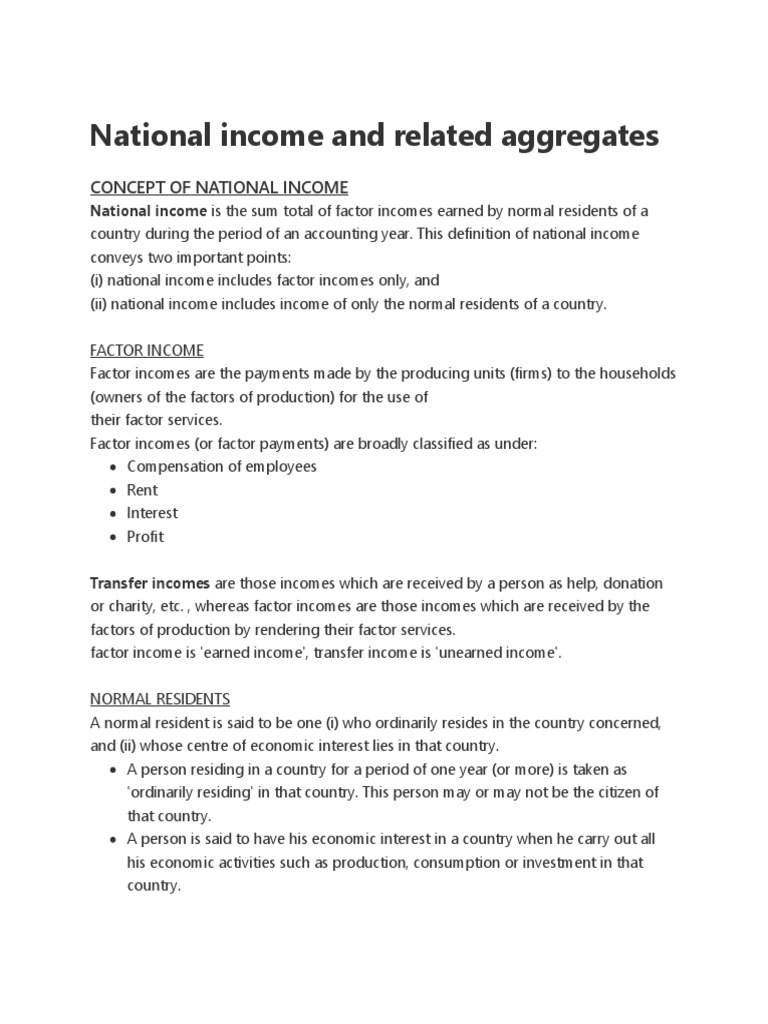 National Income and Related Aggregates | PDF | Gross Domestic Product ...