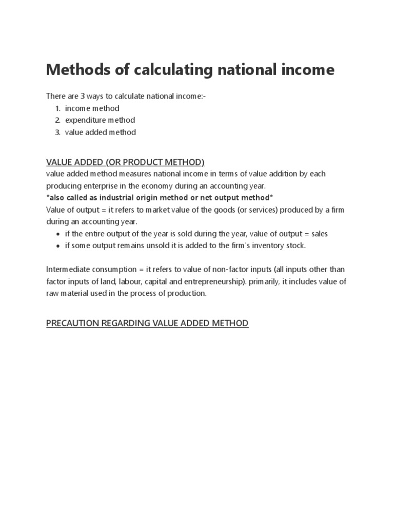 Methods of Calculating National Income | PDF