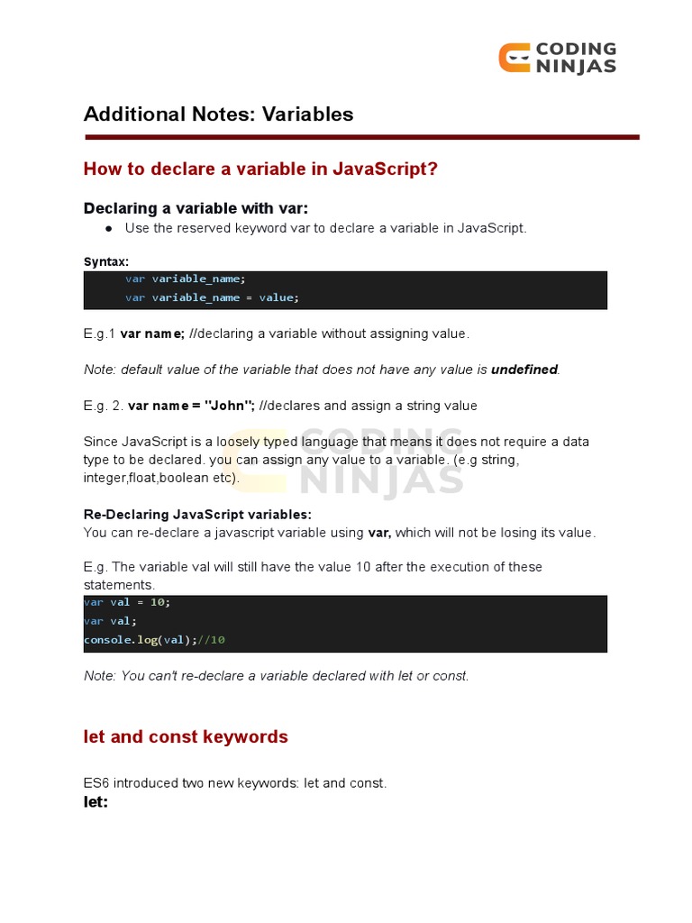 Variables JS | PDF | Variable (Computer Science) | Java Script