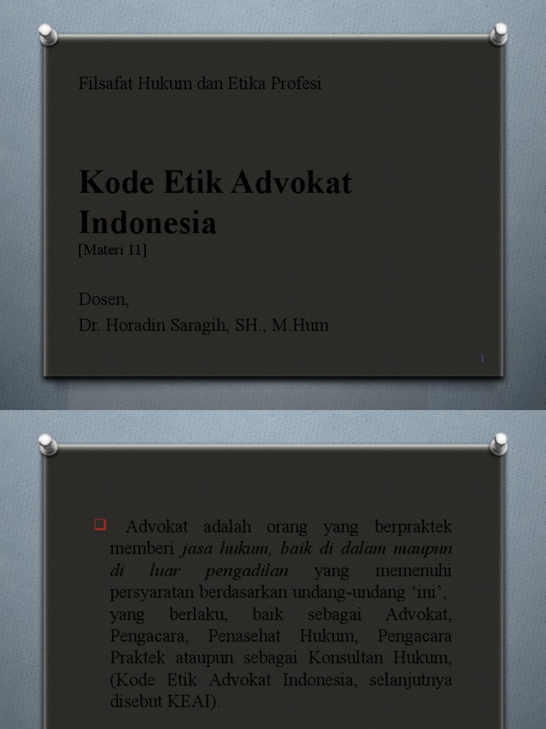 Materi 11 Kode Etik Advokat | PDF