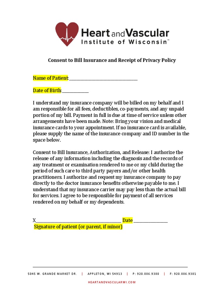 Consent To Bill Insurance and Receipt | PDF