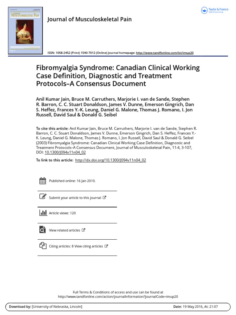 Jain (2003) - Fibromyalgia Syndrome Canadian Clinical Working Case ...