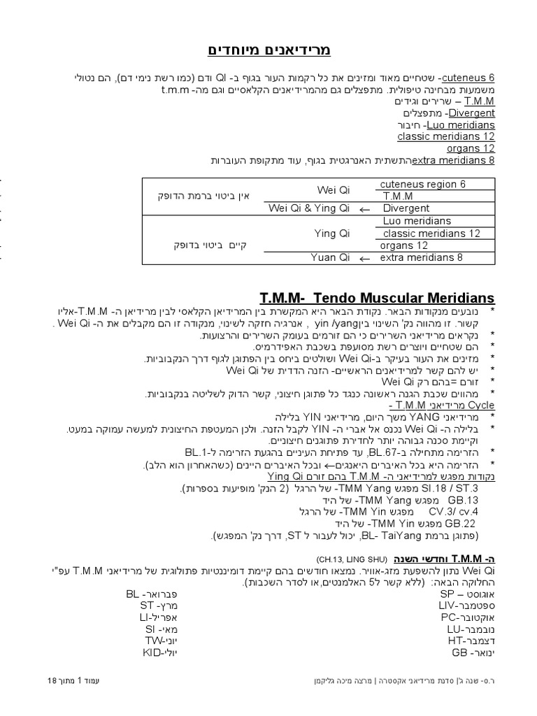 T.M.M - Tendo Muscular Meridians: (Ch.13, Ling Shu) | PDF