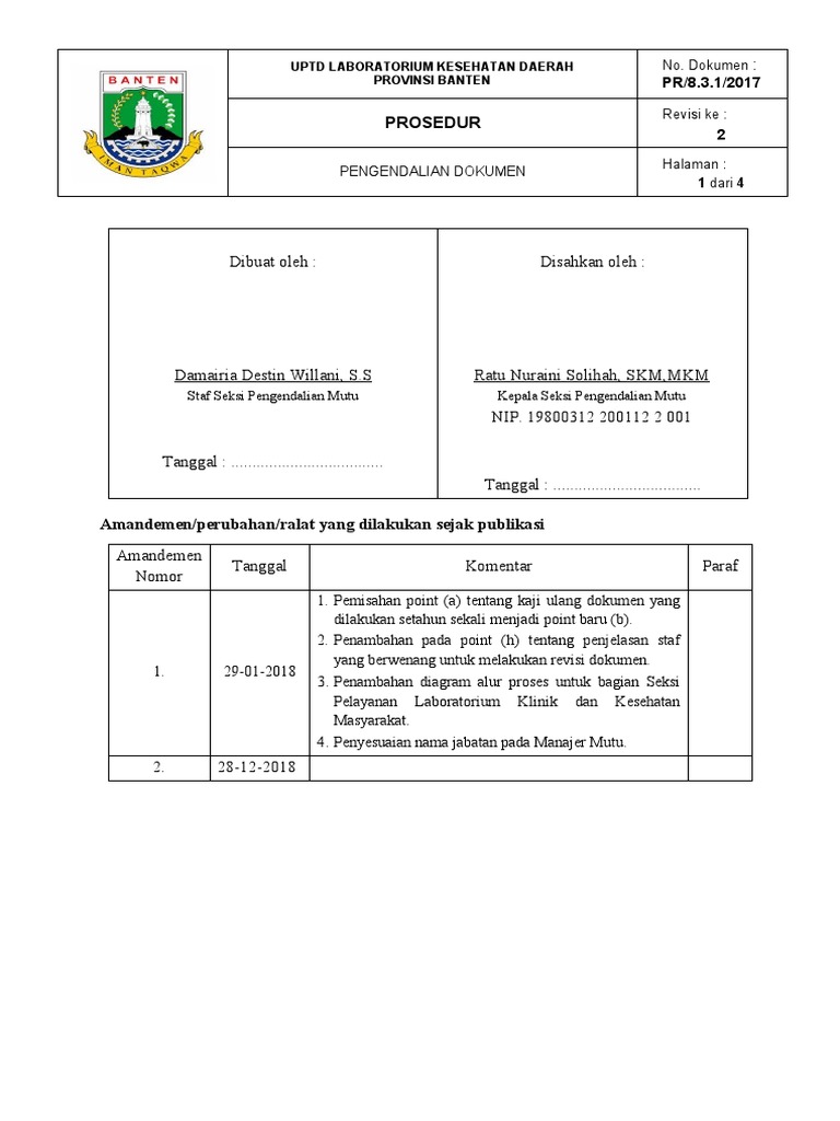 Contoh Prosedur Pengendalian Dokumen | PDF
