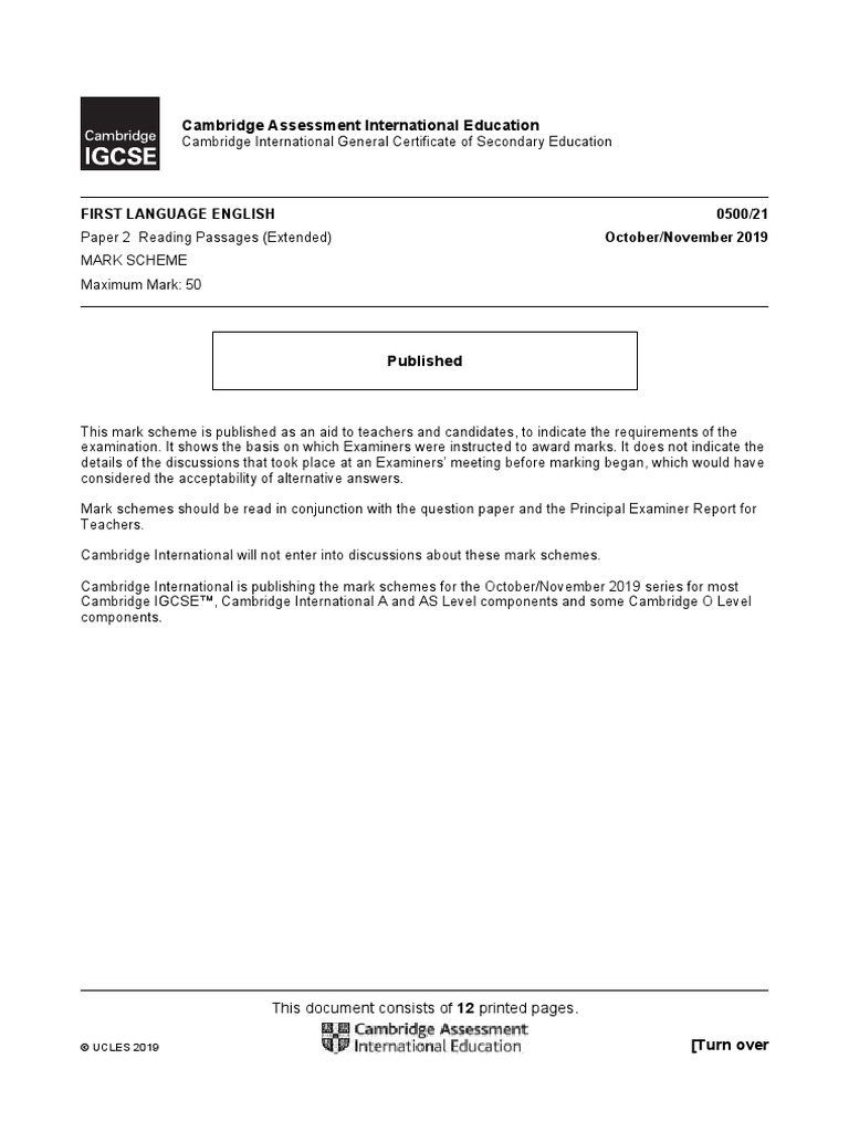 Paper 2 Variant 1 Mark Scheme | PDF | Question | Human Communication